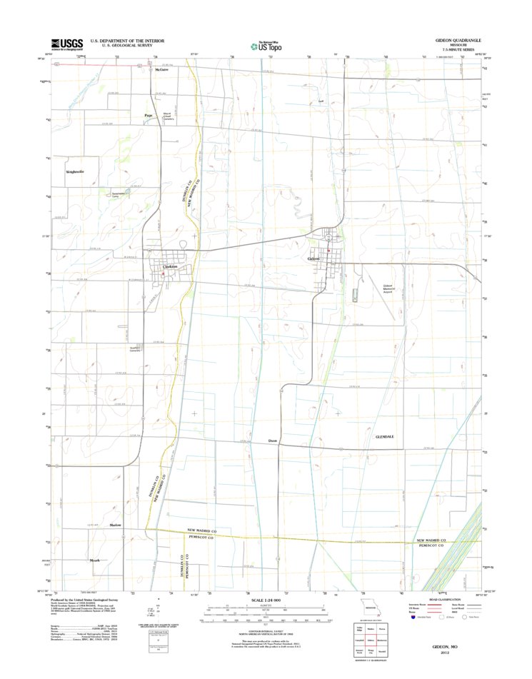 Gideon, MO (2012, 24000-Scale) Map by United States Geological Survey ...