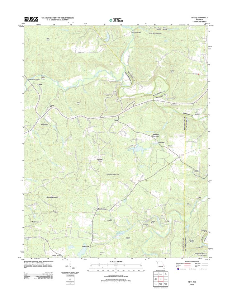 Tiff, MO (2012, 24000-Scale) Map by United States Geological Survey ...