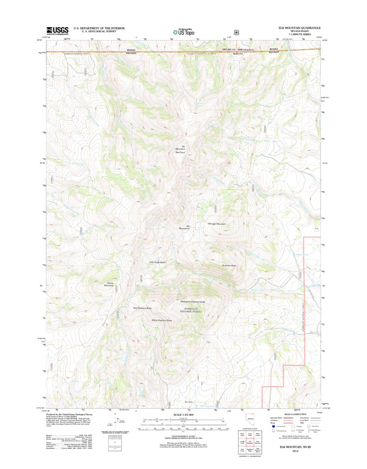 Elk Mountain, NV-ID (2012, 24000-Scale) Map by United States Geological ...