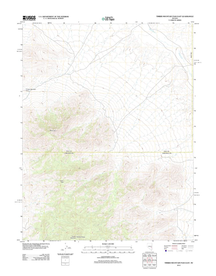 Timber Mountain Pass East, NV (2012, 24000-Scale) Map by United States ...