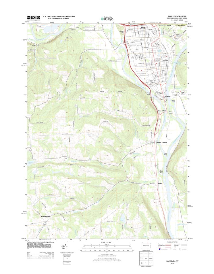 Sayre, PA-NY (2013, 24000-Scale) Map by United States Geological Survey ...