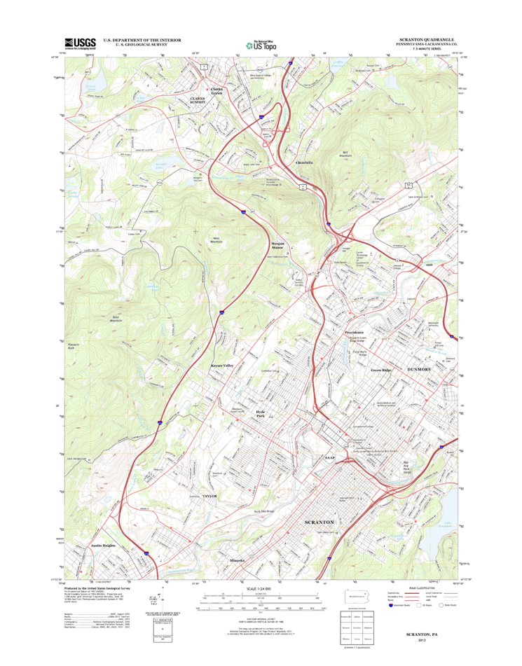Scranton, PA (2013, 24000-Scale) Map by United States Geological Survey ...