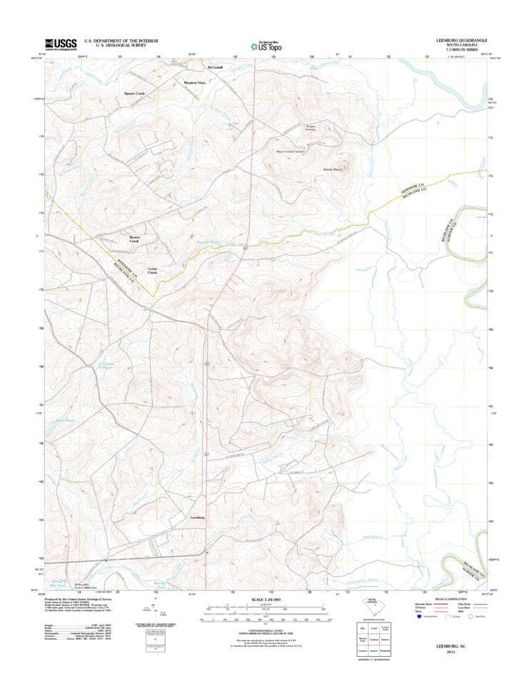 Leesburg, SC (2011, 24000-Scale) Map by United States Geological Survey ...