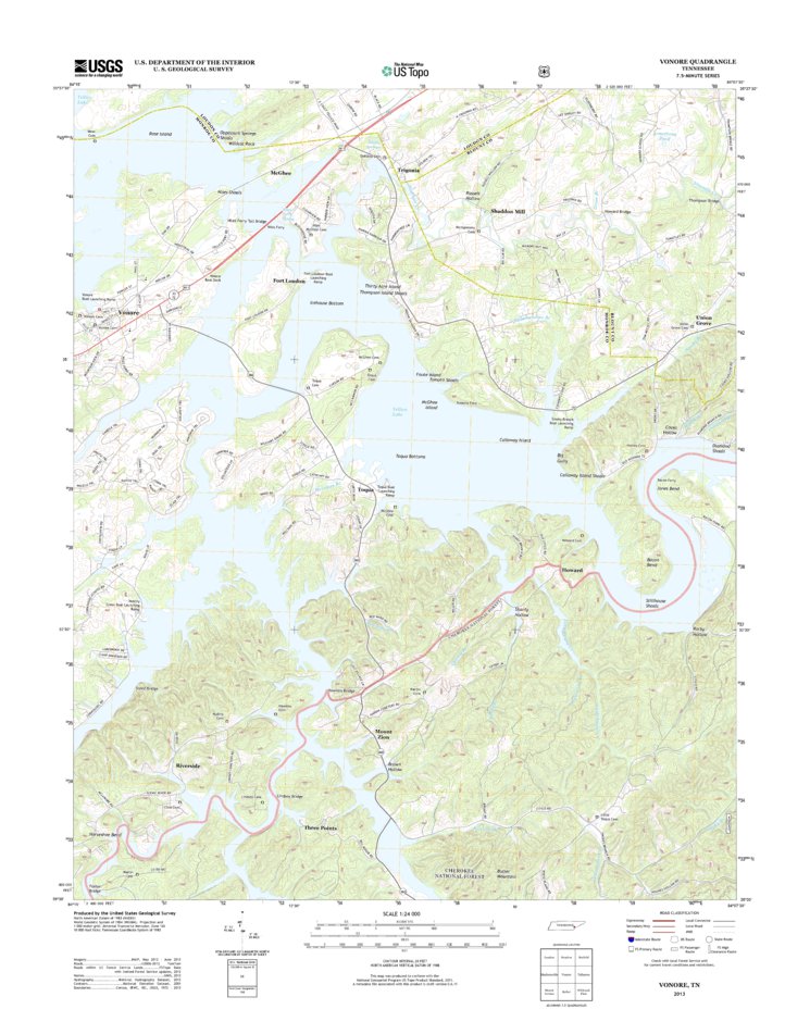 Vonore, TN (2013, 24000-Scale) Map by United States Geological Survey ...