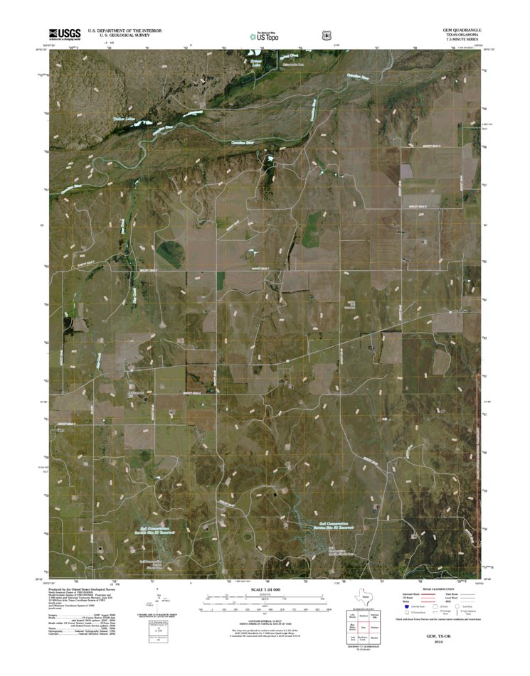 Gem, TX-OK (2010, 24000-Scale) Map by United States Geological Survey ...