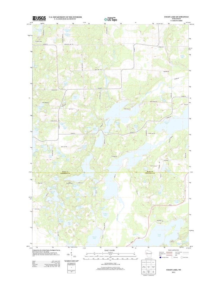 Chain Lake, WI (2013, 24000-Scale) Map by United States Geological ...