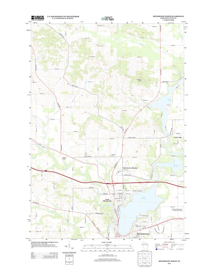 Menomonie North, WI (2013, 24000-Scale) Map by United States Geological ...