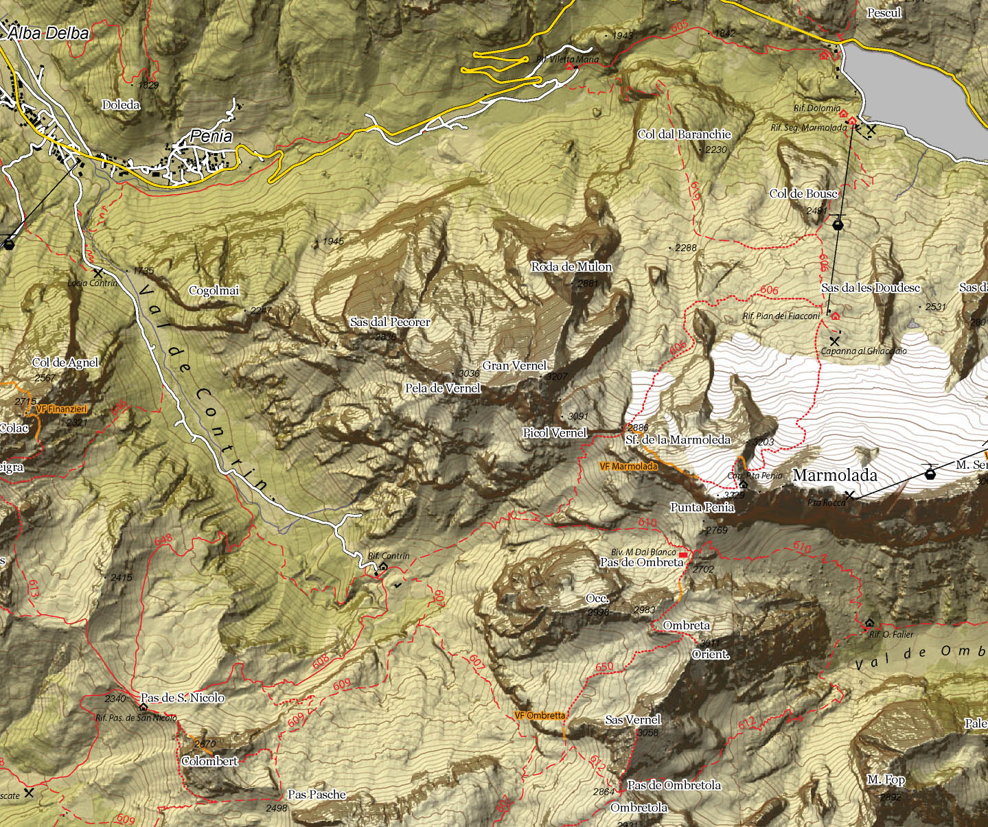 Marmolada, Upper Val di Fassa Map by Adventuremapping Ltd. | Avenza Maps