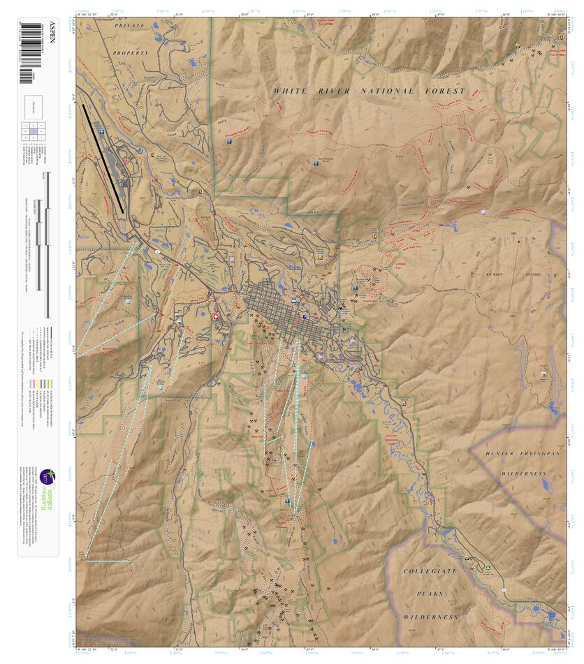 Aspen, Colorado 7.5 Minute Topographic Map - Color Hillshade by Apogee ...