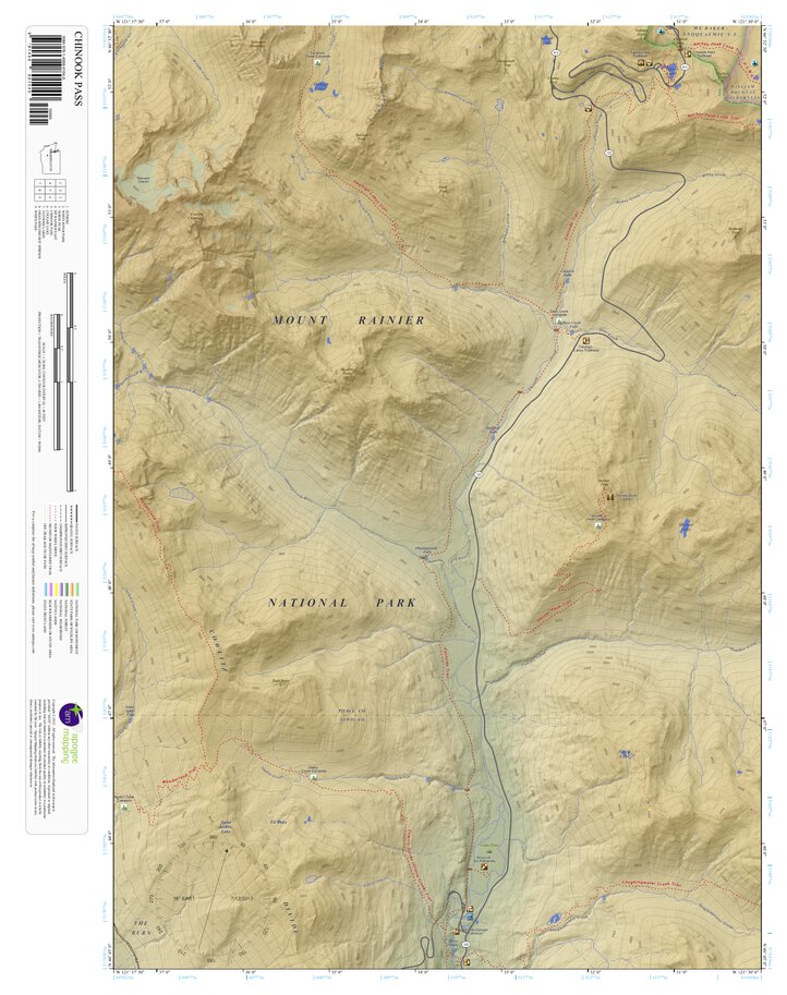 Chinook Pass, Washington 7.5 Minute Topographic Map - Color Hillshade ...