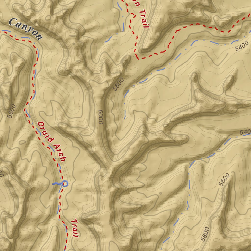 Druid Arch, Utah 7.5 Minute Topographic Map - Color Hillshade by Apogee ...