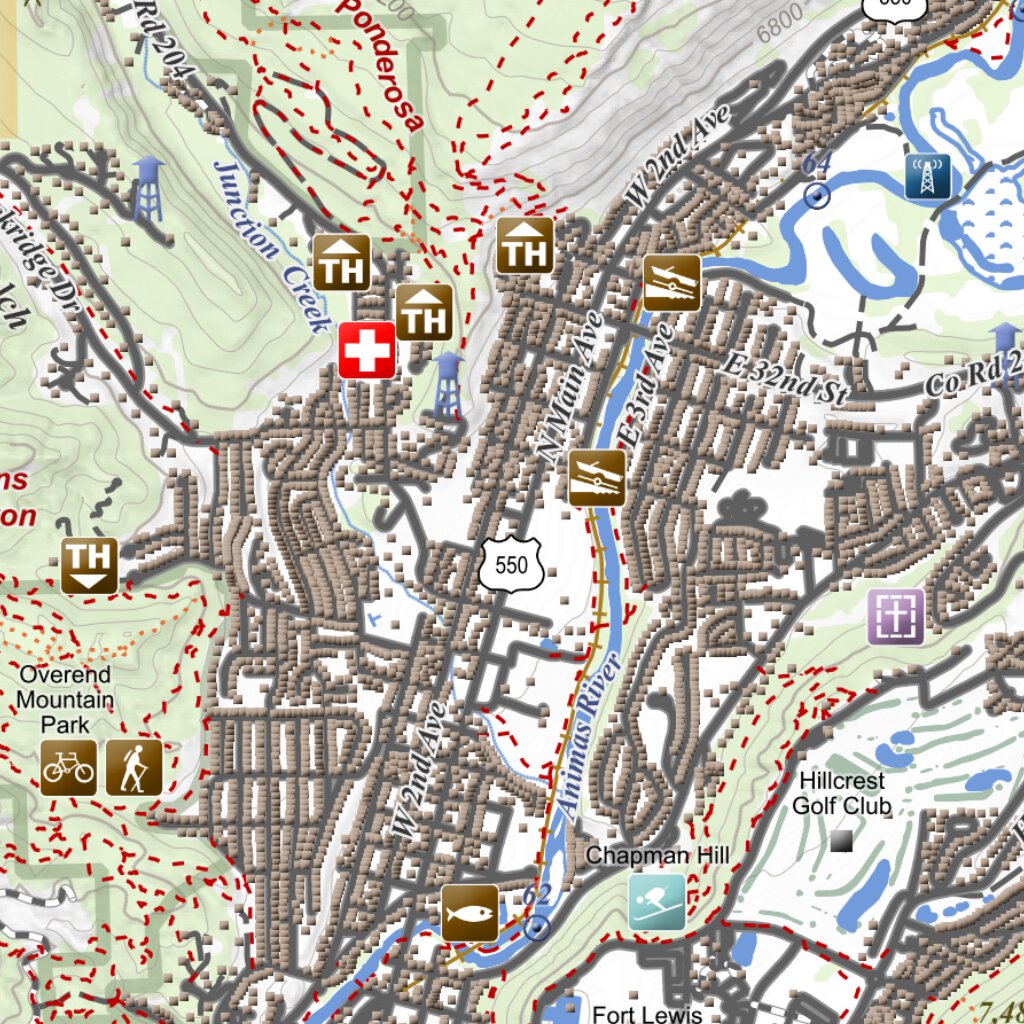 Durango, Colorado 15 Minute Topographic Map by Apogee Mapping, Inc ...