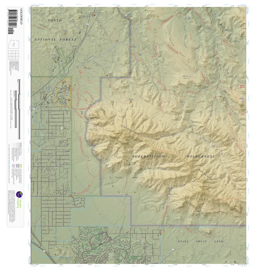 Goldfield, Arizona 7.5 Minute Topographic Map - Color Hillshade by ...