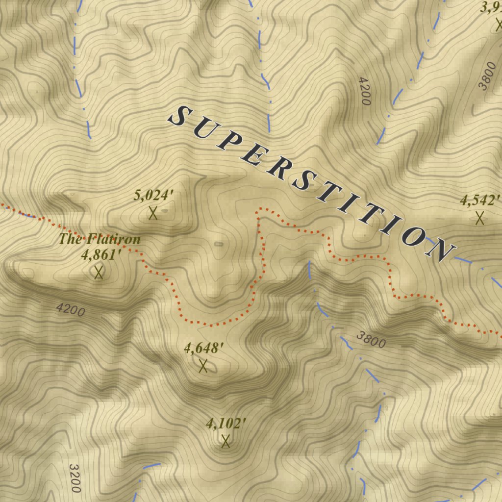 Goldfield, Arizona 7.5 Minute Topographic Map - Color Hillshade by ...