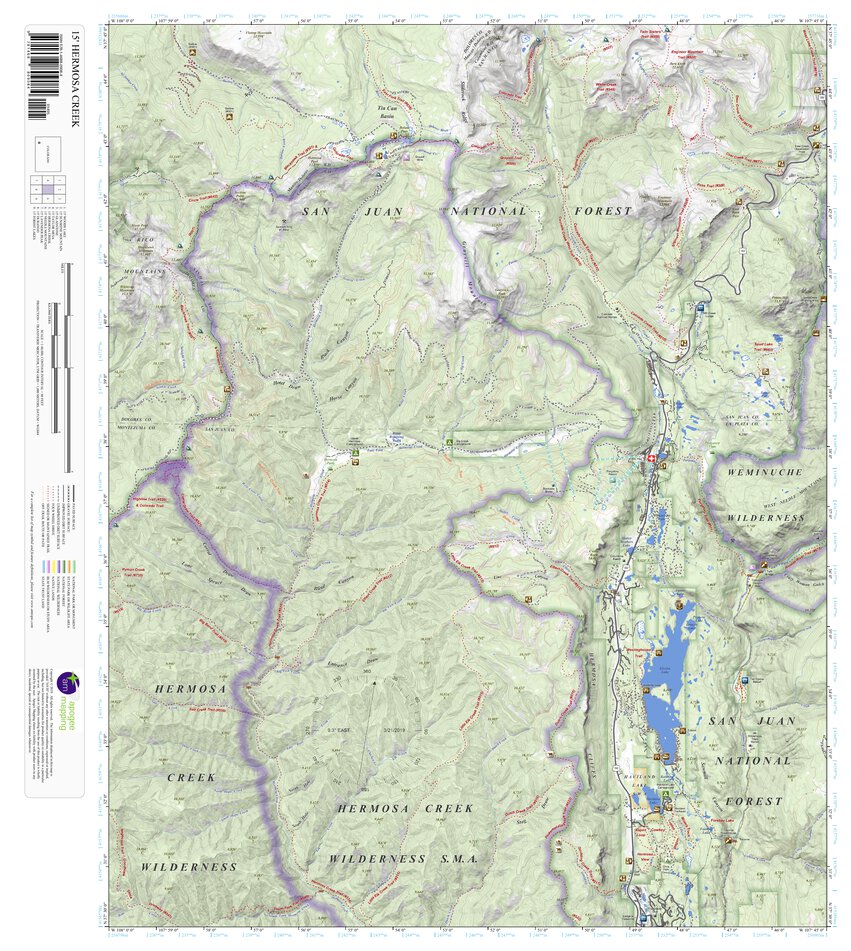 Hermosa Creek, Colorado 15 Minute Topographic Map by Apogee Mapping ...
