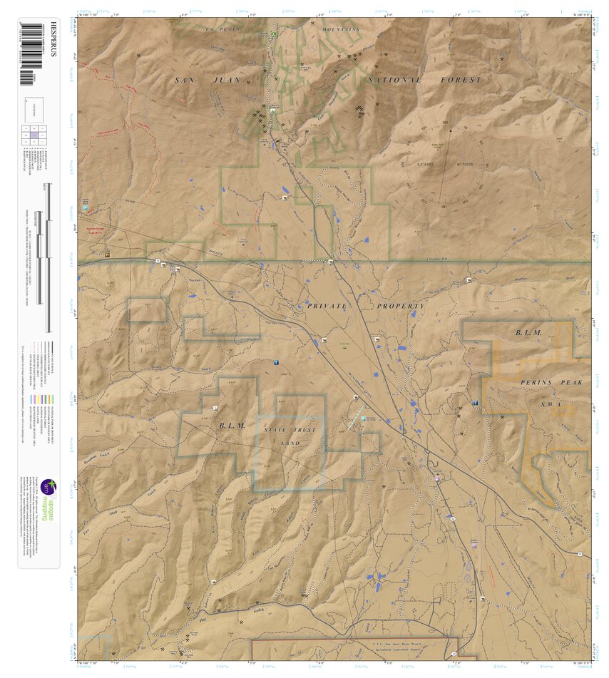 Hesperus, Colorado 7.5 Minute Topographic Map - Color Hillshade map by ...