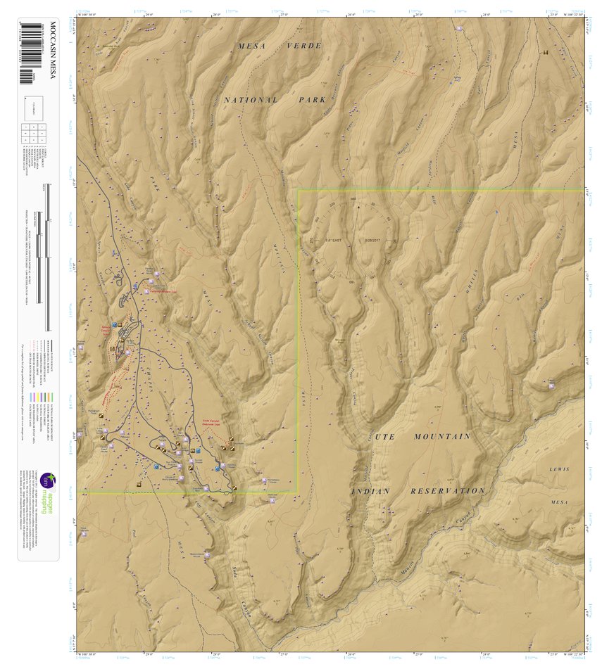 Moccasin Mesa, Colorado 7.5 Minute Topographic Map - Color Hillshade by ...