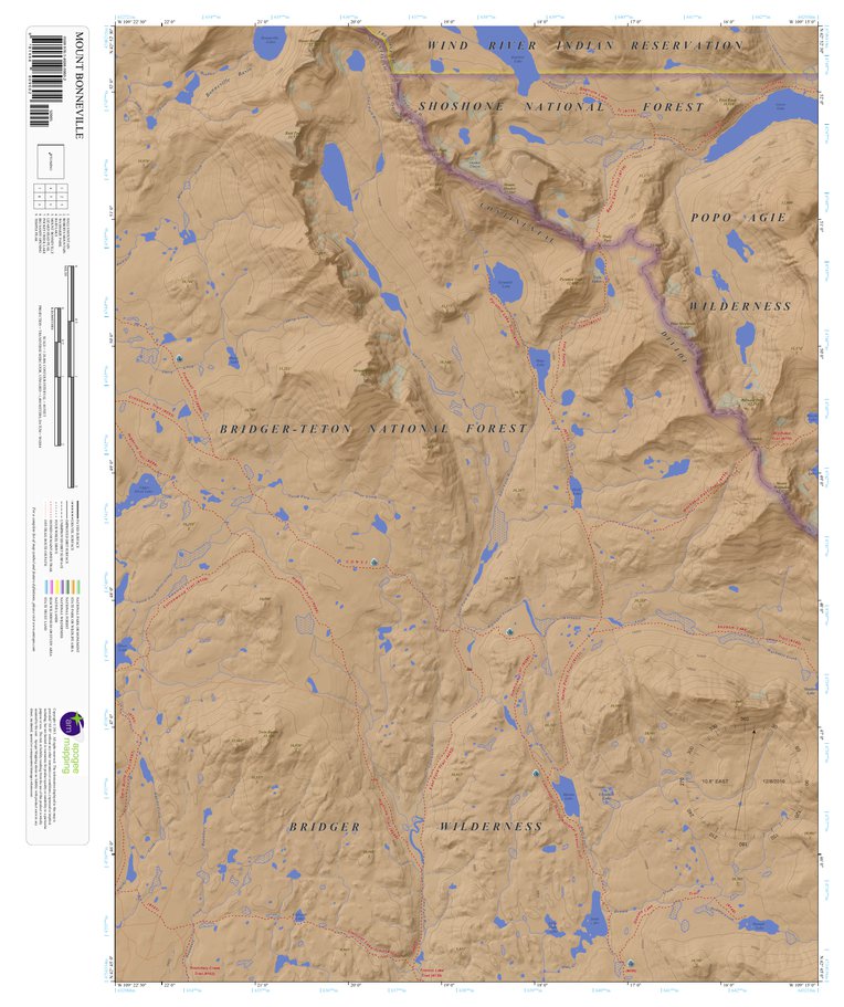 Mount Bonneville, Wyoming 7.5 Minute Topographic Map - Color Hillshade ...