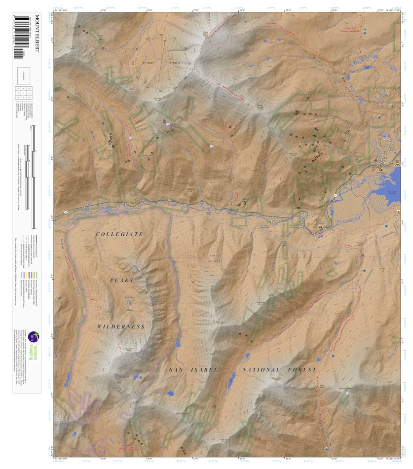 Mount Elbert, Colorado 7.5 Minute Topographic Map - Color Hillshade by ...
