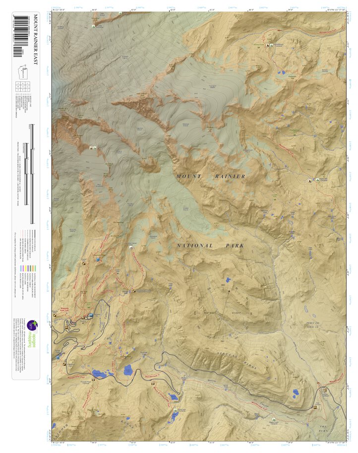 Mount Rainier East, Washington 7.5 Minute Topographic Map - Color ...