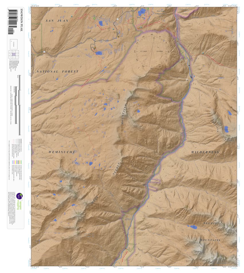 Snowdon Peak, Colorado 7.5 Minute Topographic Map - Color Hillshade by ...
