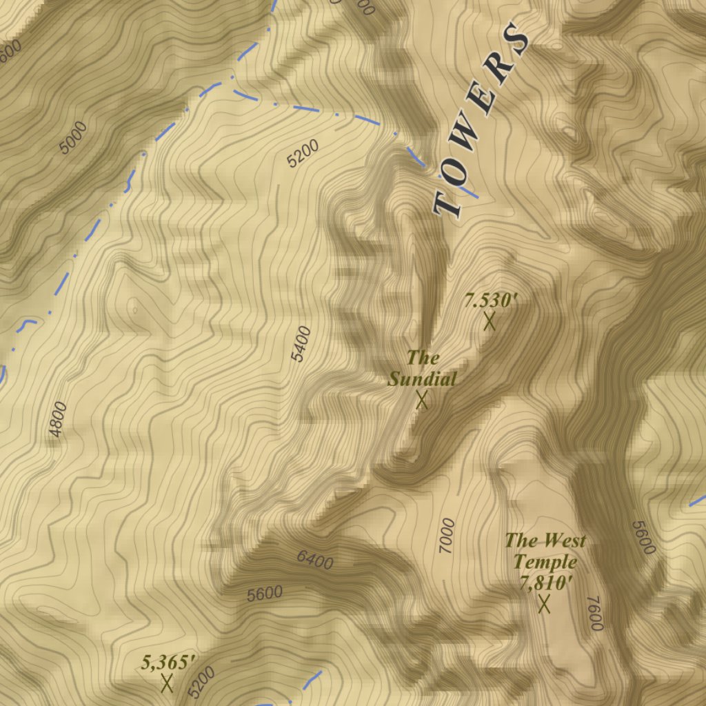 Springdale West, Utah 7.5 Minute Topographic Map - Color Hillshade by ...