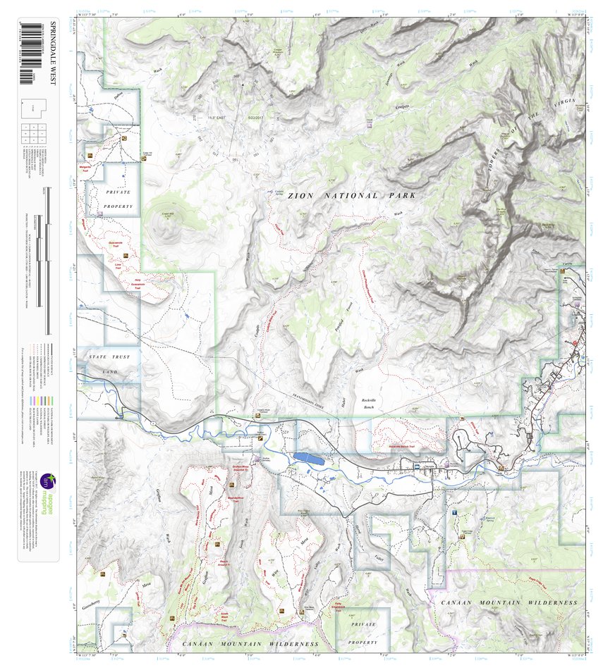 Springdale West, Utah 7.5 Minute Topographic Map by Apogee Mapping, Inc ...