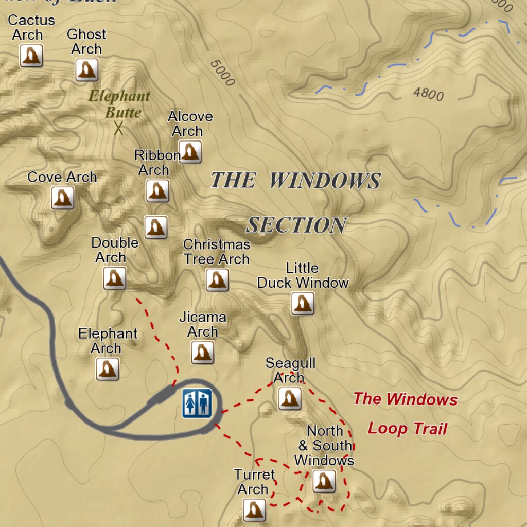 The Windows Section, Utah 7.5 Minute Topographic Map - Color Hillshade ...