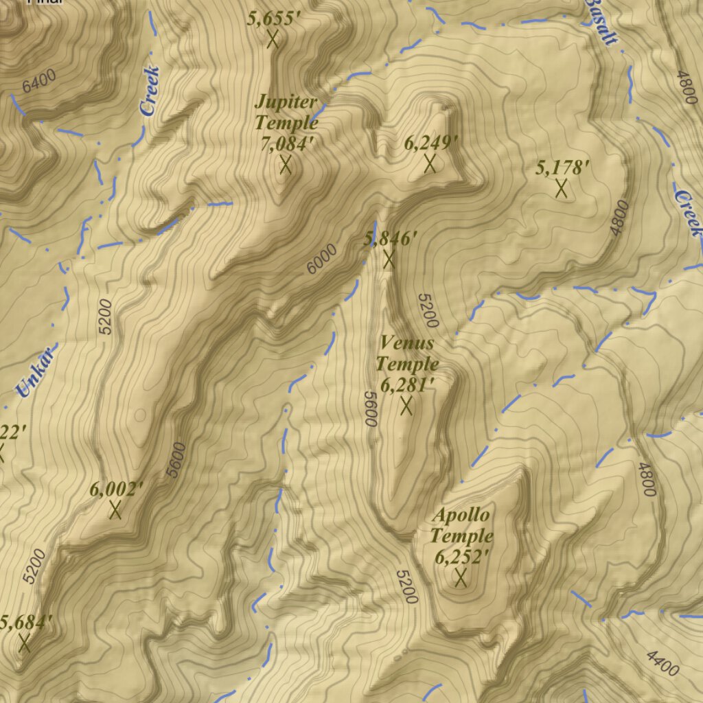 Vishnu Temple, Arizona 15 Minute Topographic Map - Color Hillshade by ...