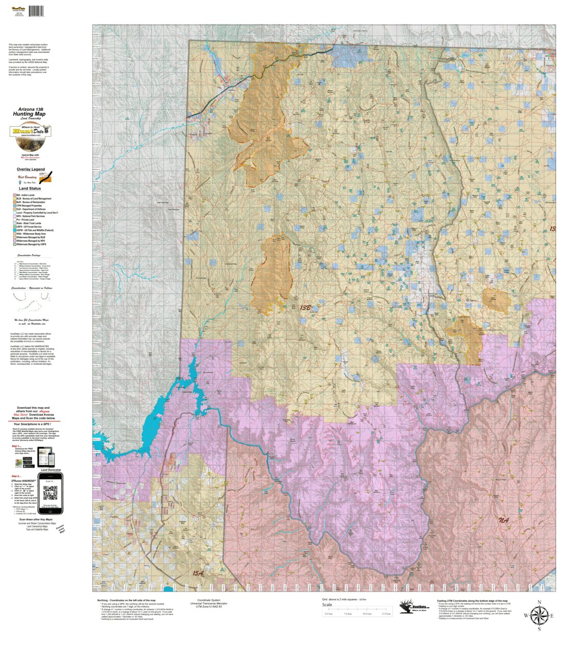 Arizona Unit 13B Mule Deer Hybrid Map by Arizona HuntData LLC | Avenza Maps