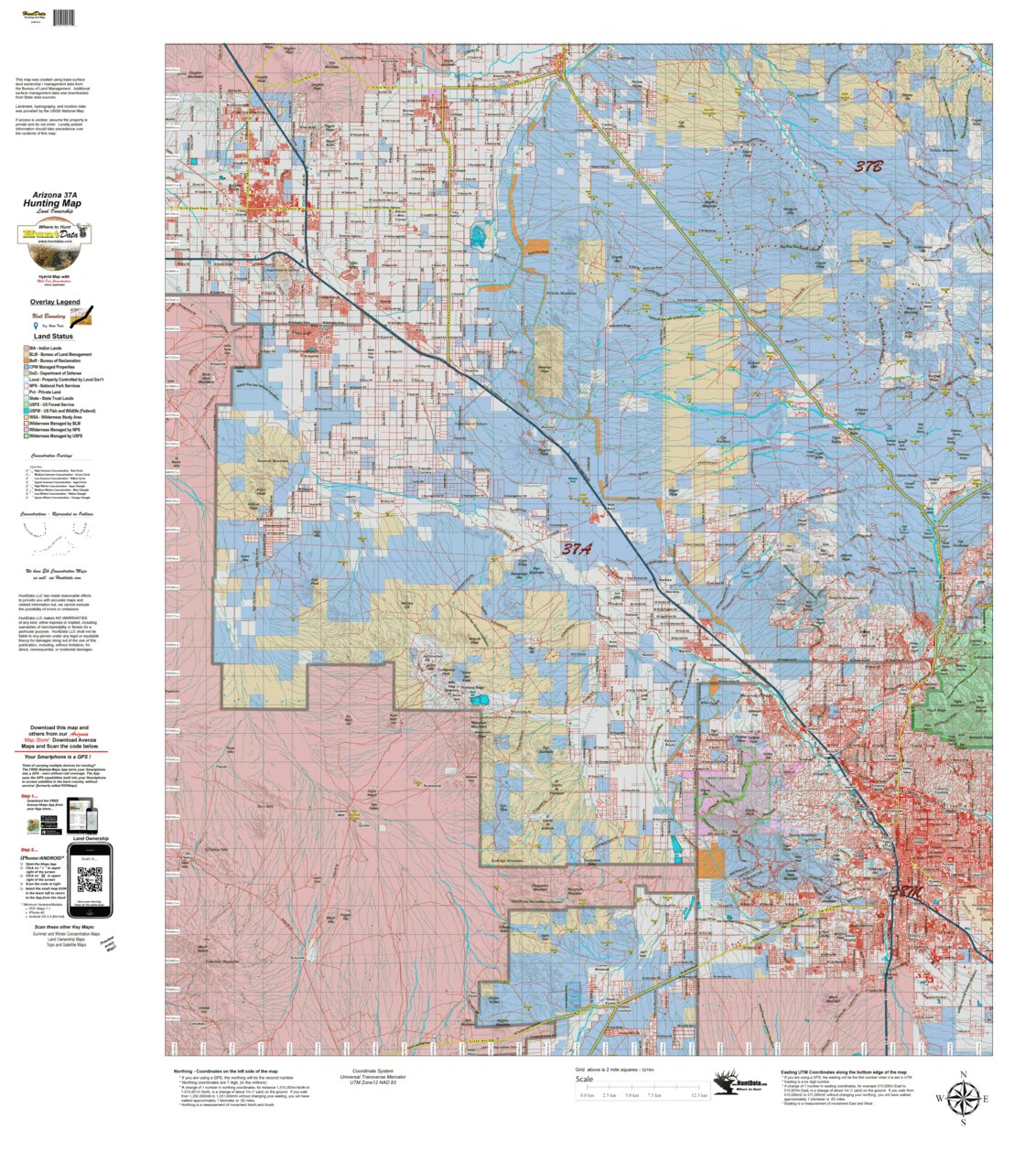 Arizona Unit 37A Land Ownership and Deer Concentrations Map by Arizona ...