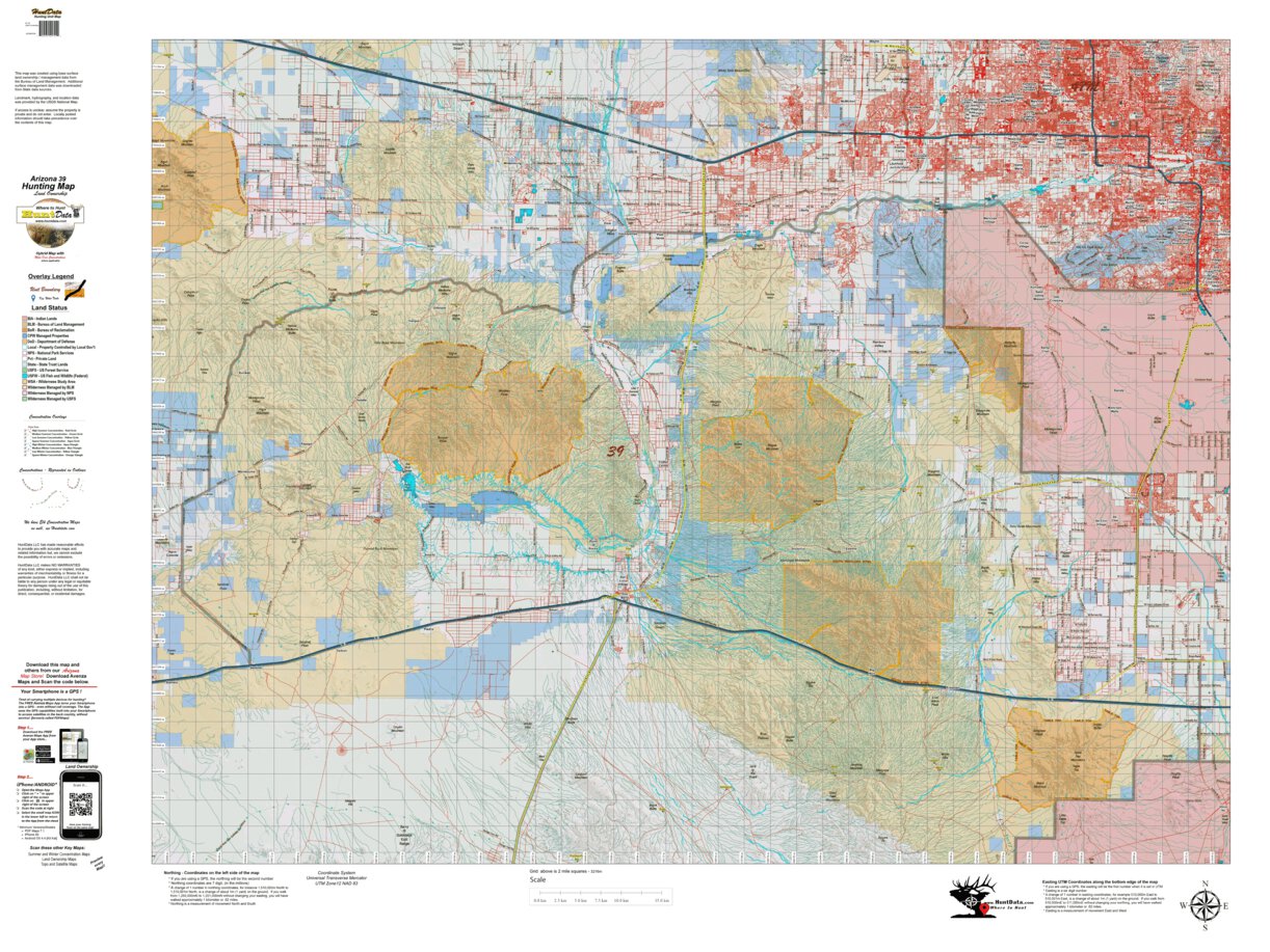 Arizona Unit 39 Mule Deer Hybrid Map by Arizona HuntData LLC | Avenza Maps