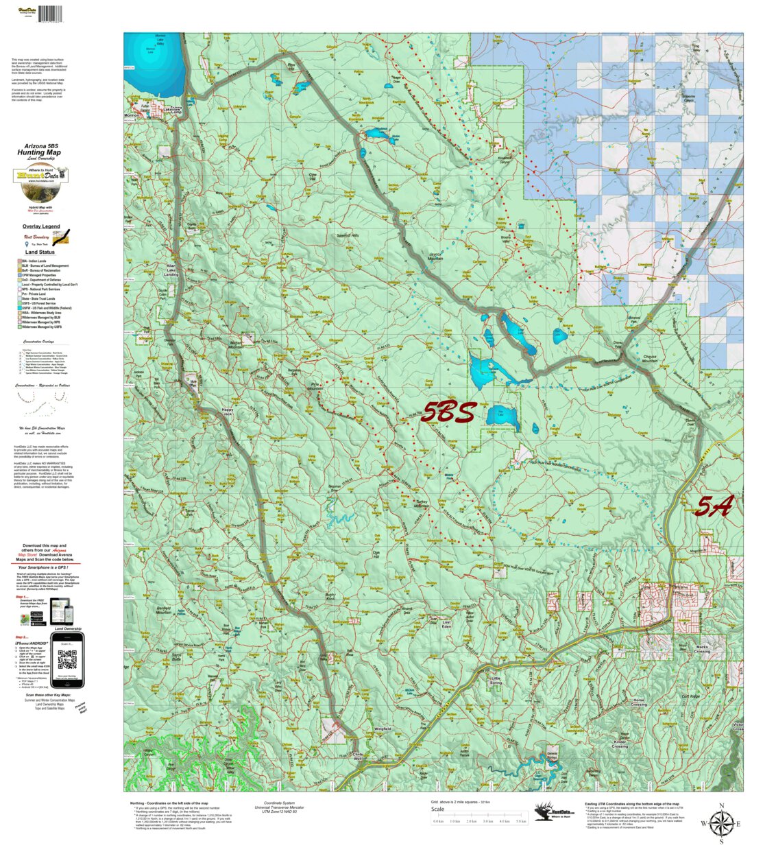 Arizona Unit 5BS Mule Deer Hybrid Map by Arizona HuntData LLC | Avenza Maps