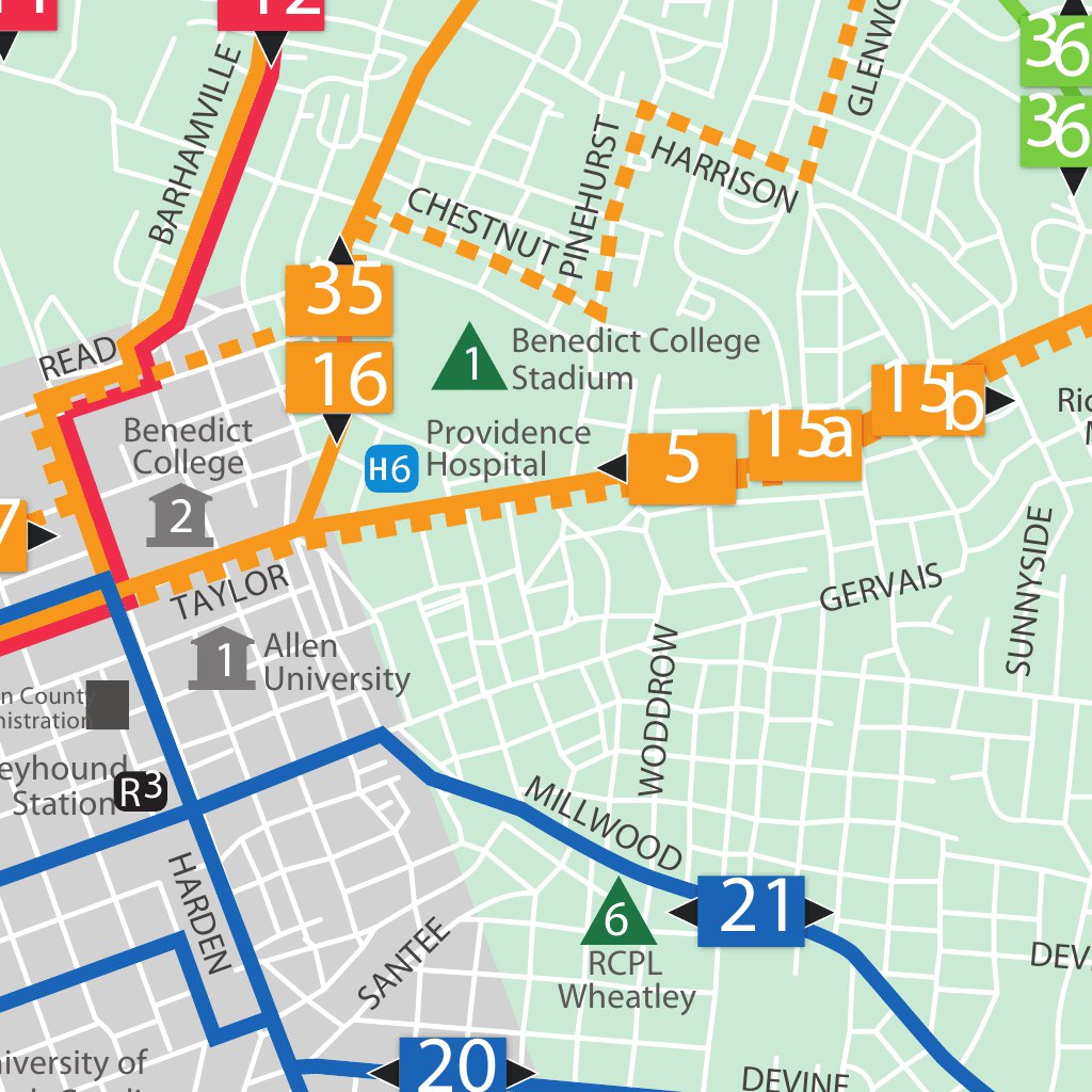 Columbia SC Transit Map by Avenza Systems Inc. | Avenza Maps