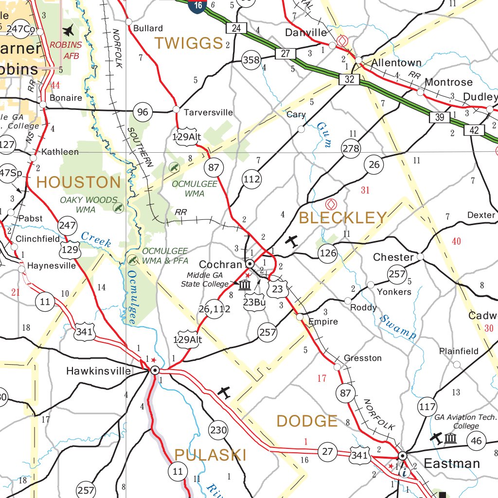 Georgia Official Highway and Transportation Map by Avenza Systems Inc ...