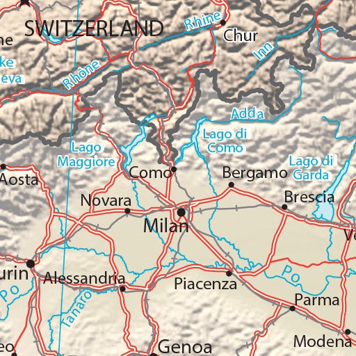 Italy Physiography Map by Avenza Systems Inc. | Avenza Maps