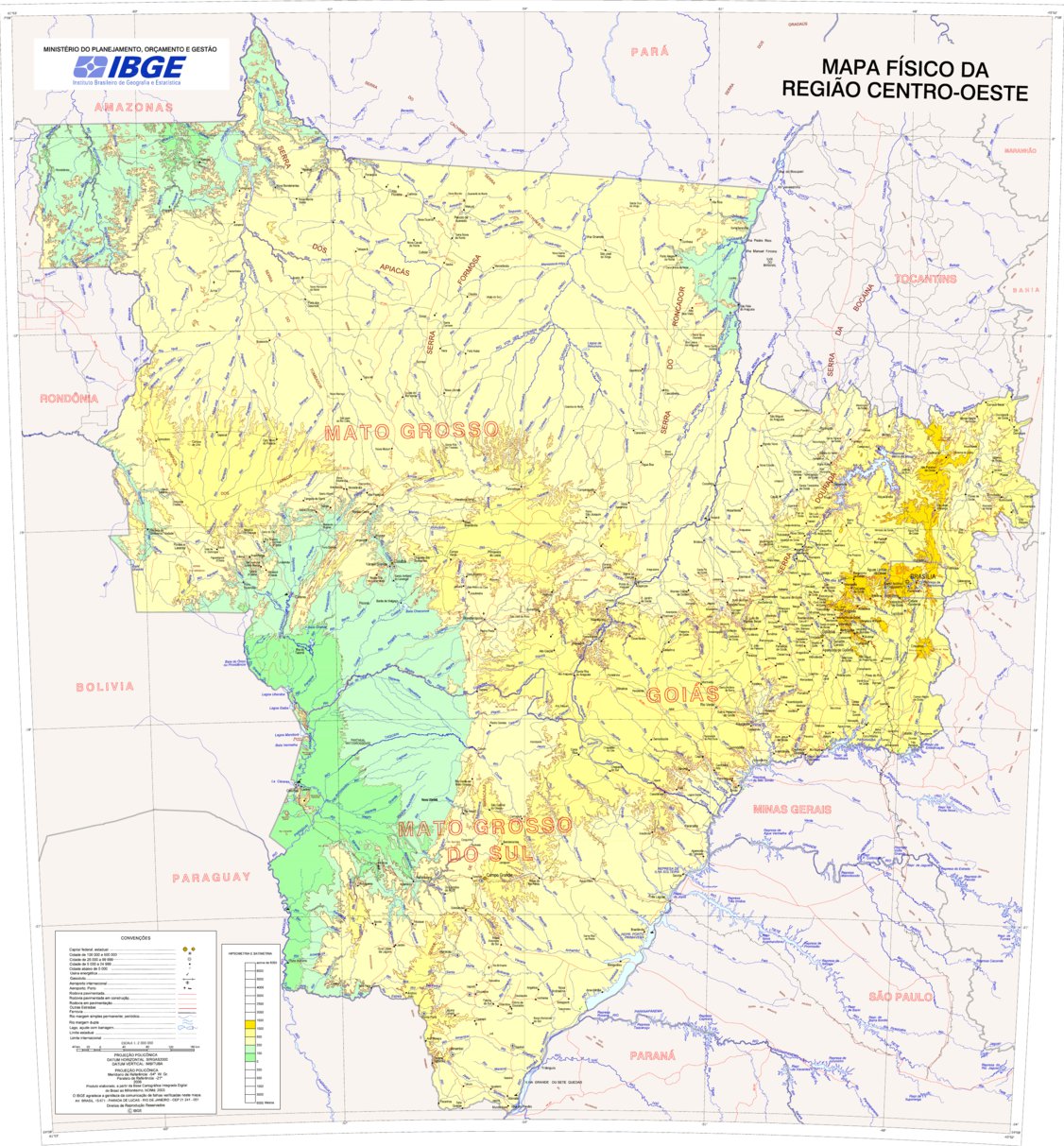 Mid-western Brazil Physical Relief Map by Avenza Systems Inc. | Avenza Maps