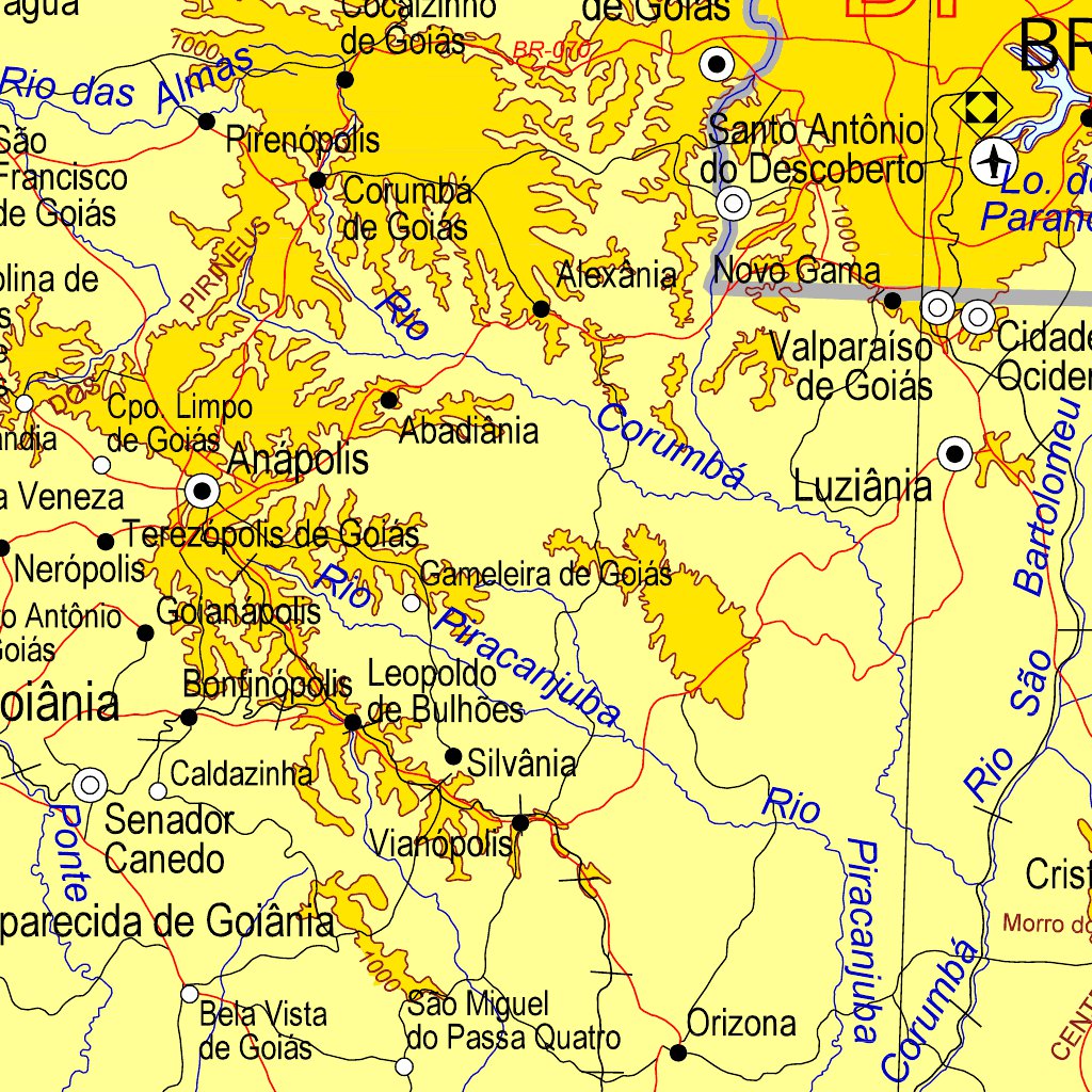 Mid-western Brazil Physical Relief Map by Avenza Systems Inc. | Avenza Maps