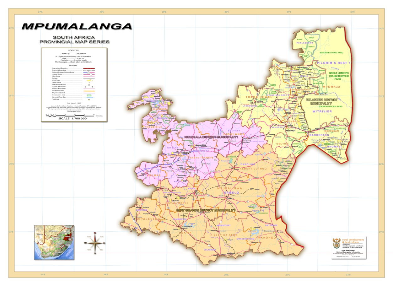 Mpumalanga, South Africa Map by Avenza Systems Inc. | Avenza Maps