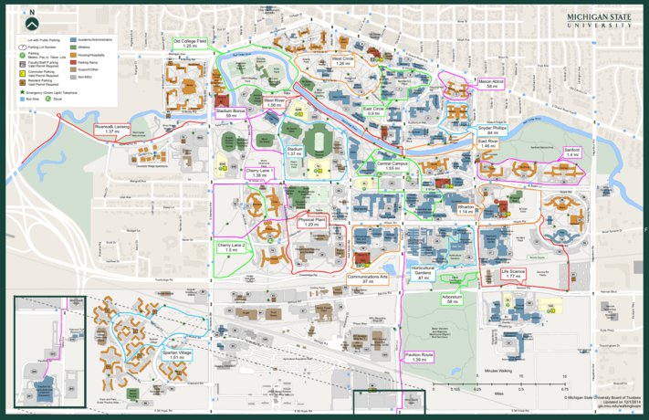 MSU Walking Loops Map by Avenza Systems Inc. | Avenza Maps