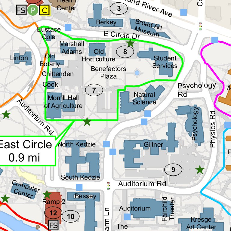 MSU Walking Loops Map by Avenza Systems Inc. | Avenza Maps