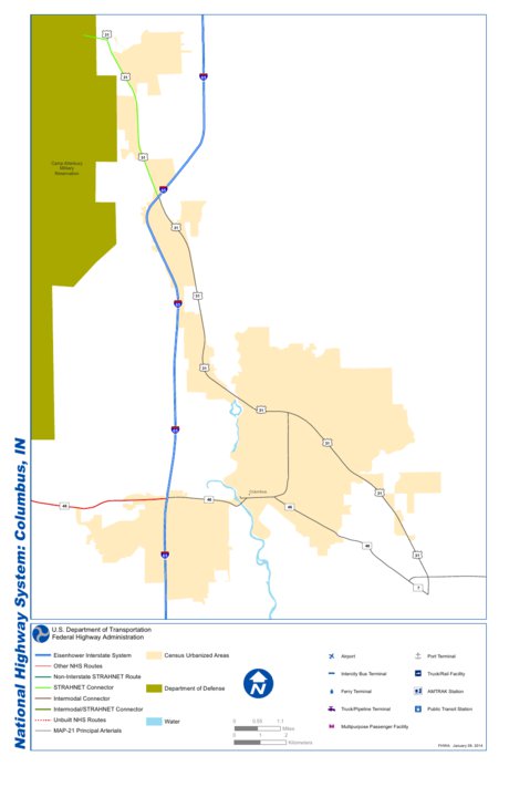 National Highway System: Columbus, IN Map by Avenza Systems Inc ...