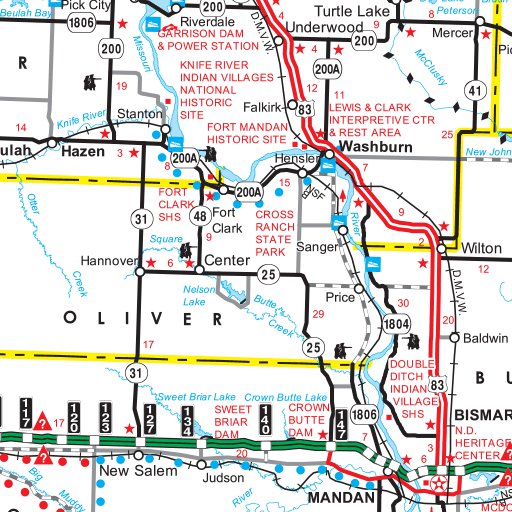 North Dakota Highways Map by Avenza Systems Inc. | Avenza Maps