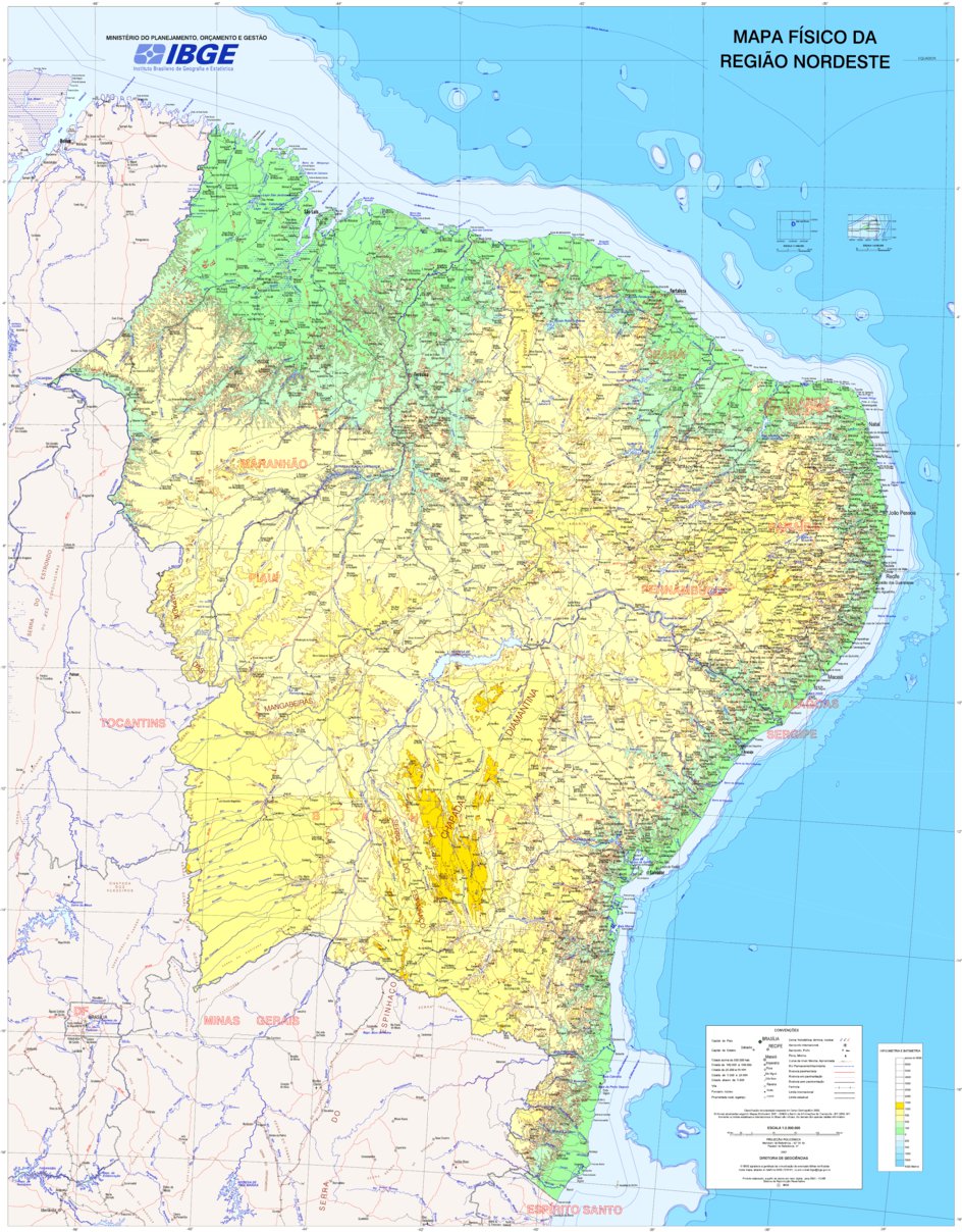 Northeastern Brazil Physical Relief Map by Avenza Systems Inc. | Avenza ...