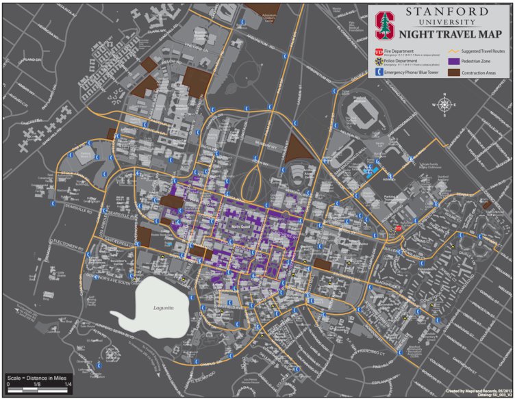 Stanford University Night Map by Avenza Systems Inc. | Avenza Maps