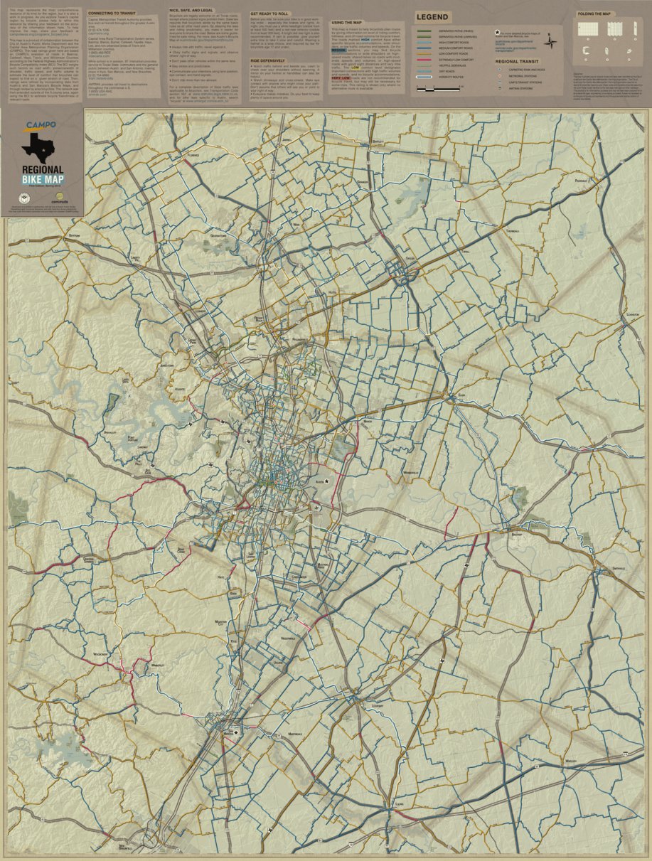 Texas Capital Region Bicycle Routes Map by Avenza Systems Inc. | Avenza ...