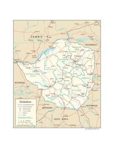 Zimbabwe Transportation Map by Avenza Systems Inc. | Avenza Maps