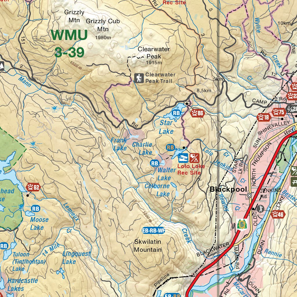 BC Fishing Highway 24 and Land of Hidden Waters Recreation Map by ...