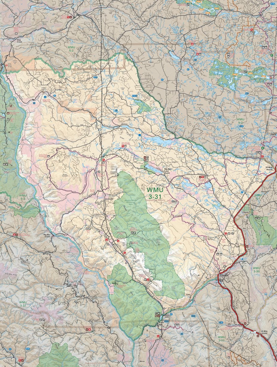 WMU 3-31 Thompson Region BC Hunting Topo Map by Backroad Mapbooks ...