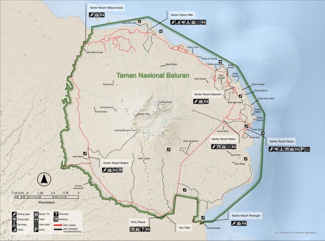Baluran National Park - BIRDPACKER'S Map by Birdpacker Indonesia ...